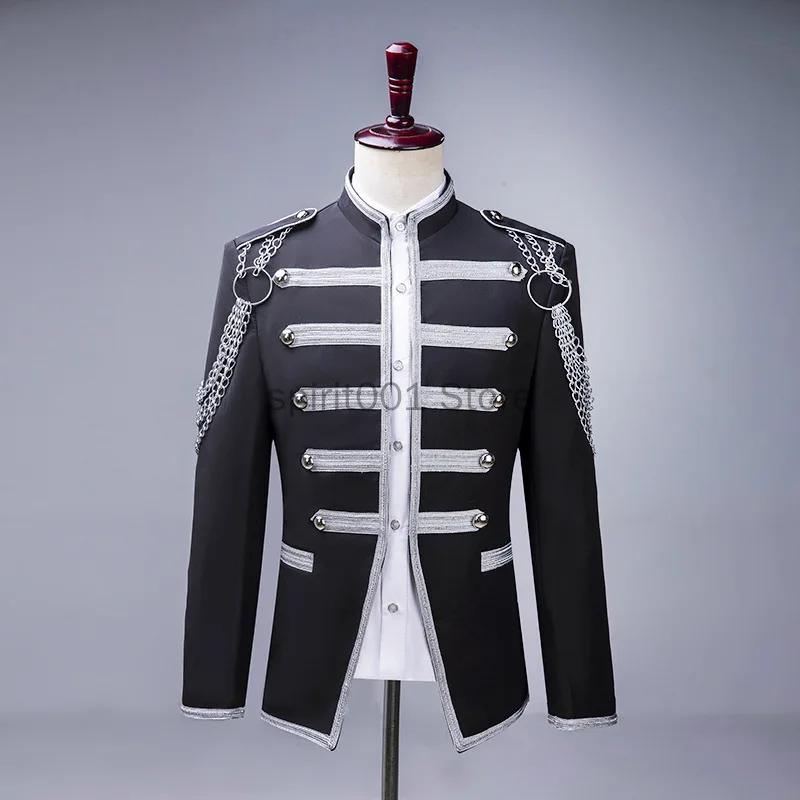 Men-Steampunk-Military-Drummer-Costume-Stand-Collar-Rivet-Fashion ...
