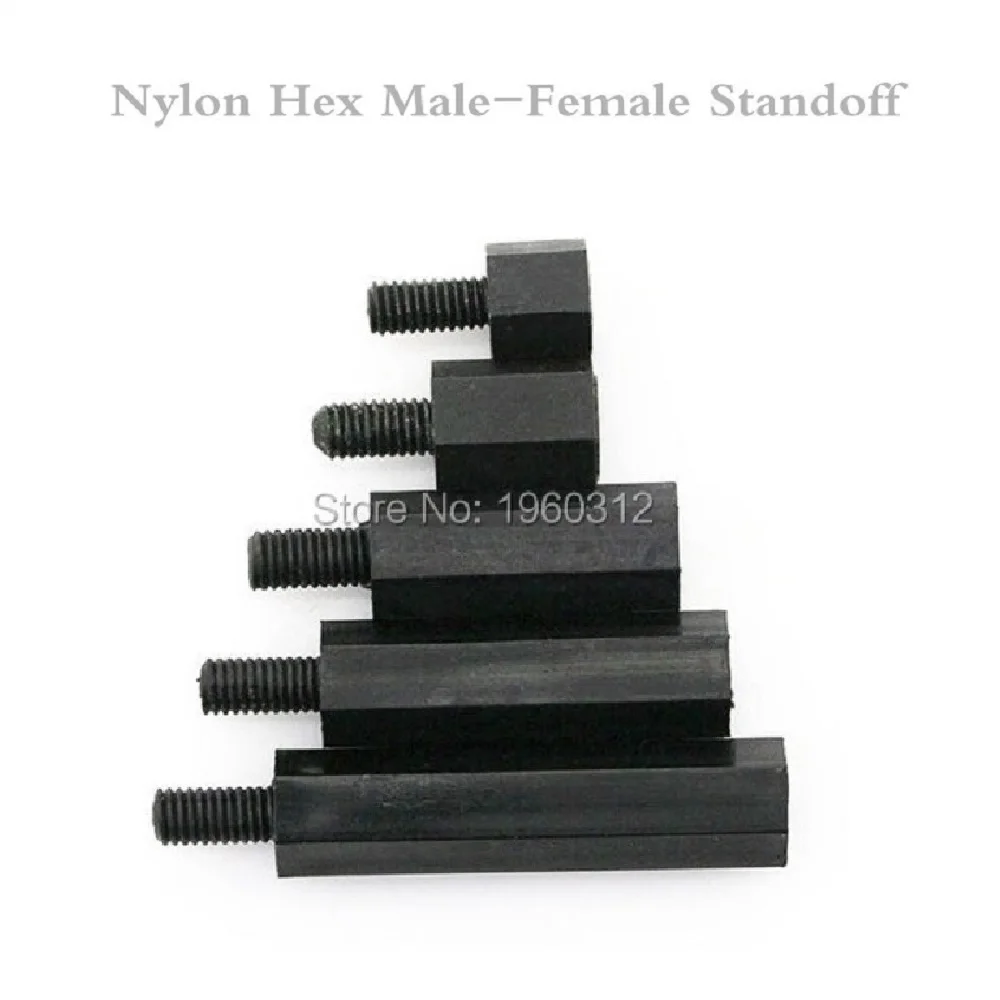 1000pcs-Male-To-Female-Thread-M2-2-5-3-4-L-6mm-Black-Plastic-Nylon ...