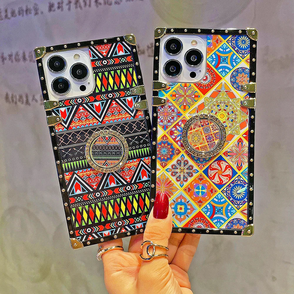 Fashion-Bohemian-Style-Diamond-Ring-Square-Phone-Cases-For-Samsung ...
