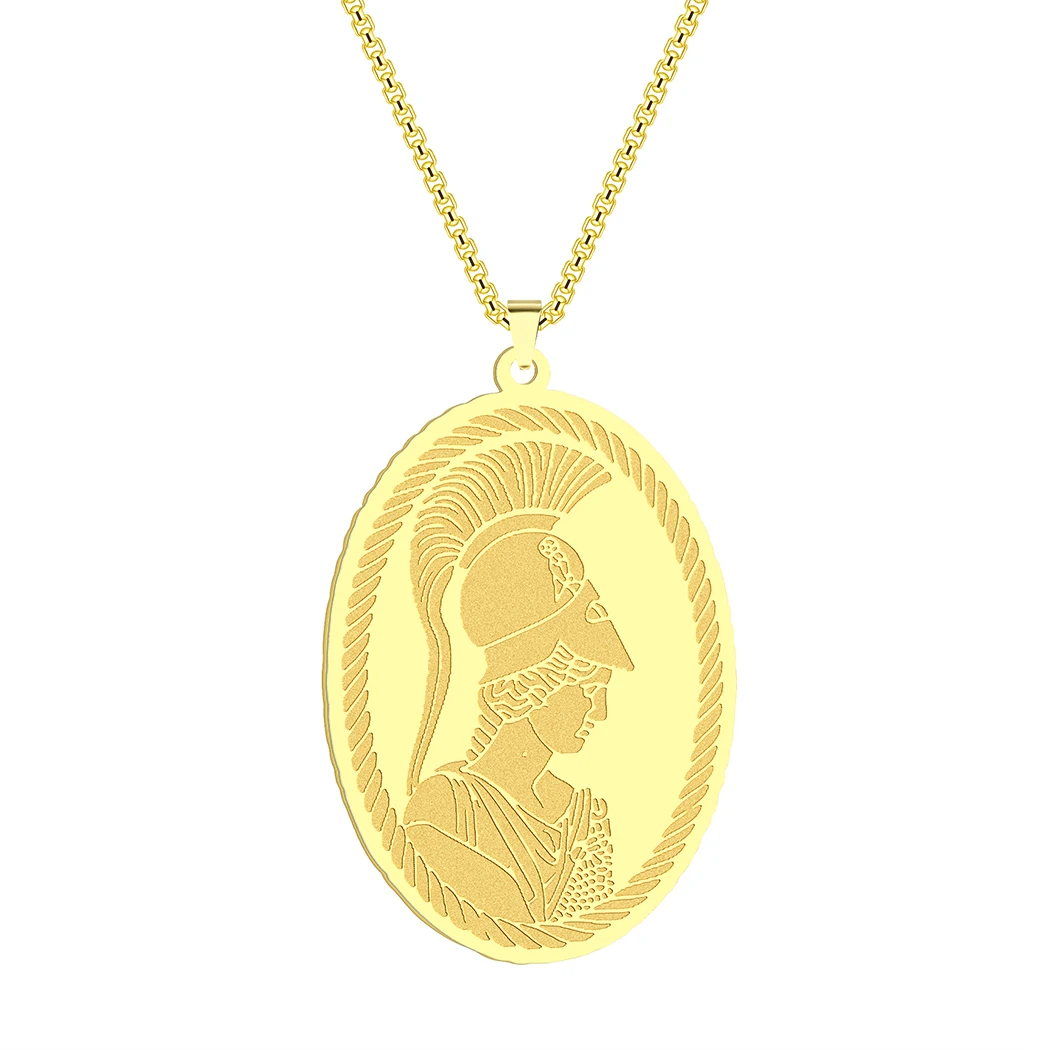 Mens Athena Pendant Greek Goddess Athena Medallion Necklace For Men ...