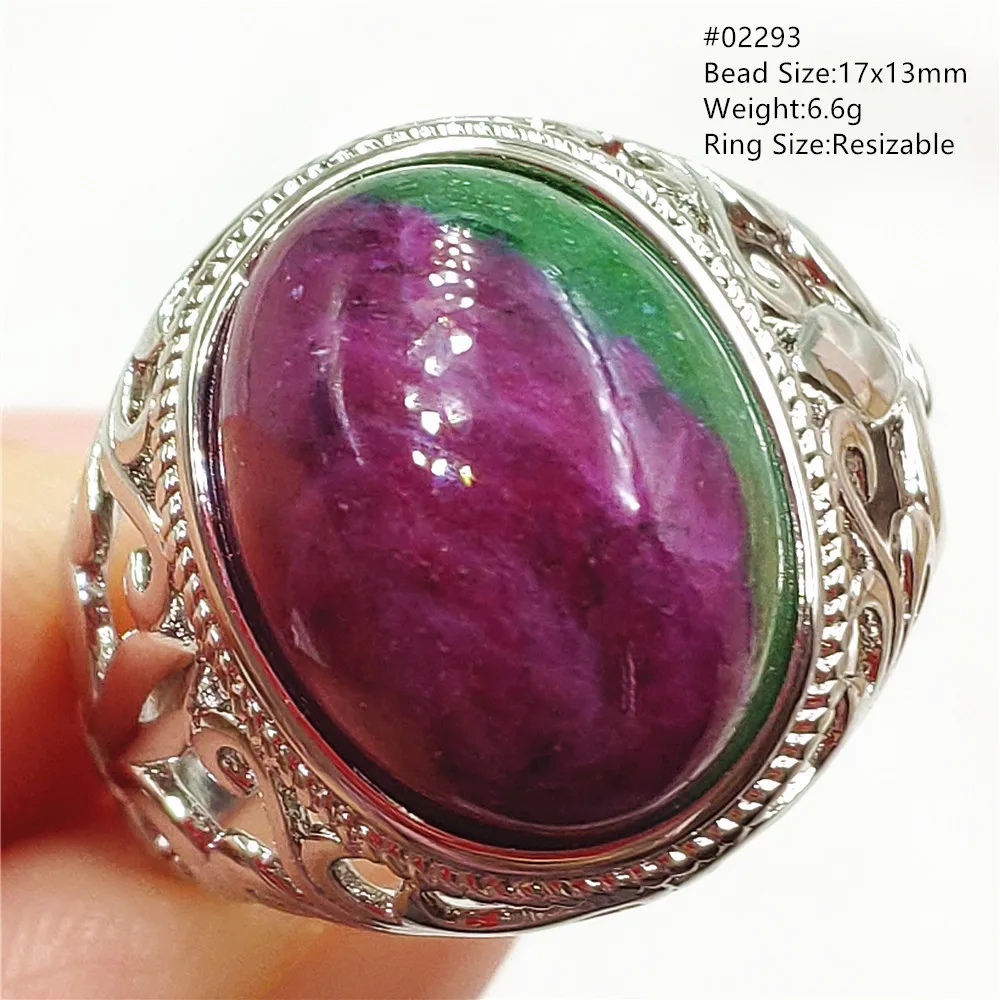 Natural-Red-Green-Ruby-Adjustable-Ring-Jewelry-Big-Men-Ring-Women-Gemstone-Oval-Ruby-Zoisite ...