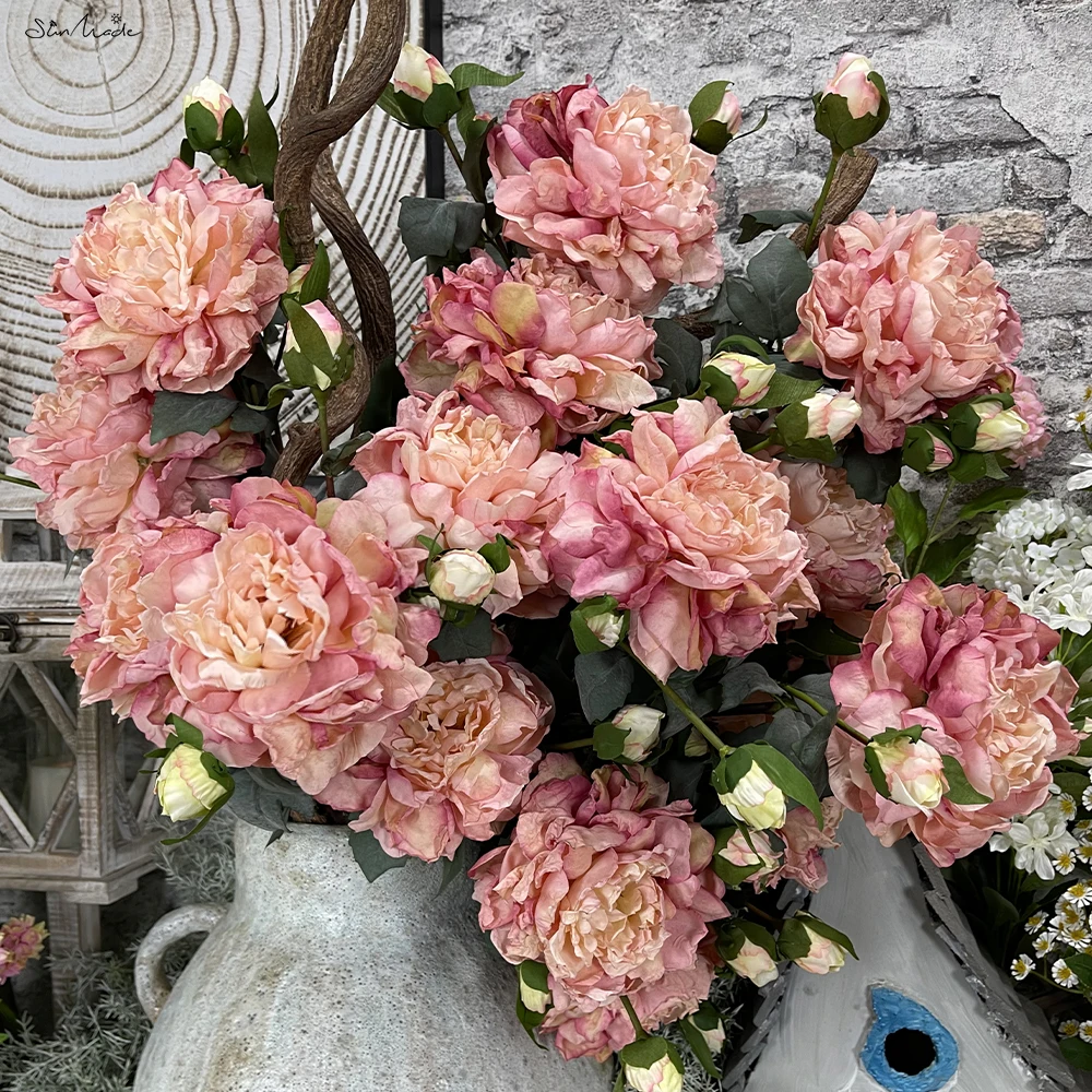 SunMade-Luxury-Burnt-Edged-Big-Peony-Branch-Silk-Artificial-Flowers ...