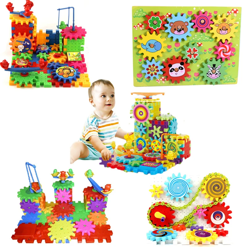 Montessori-Kinderen-Dier-Gear-Rotary-Spel-Combinatie-Puzzel-Creatieve ...