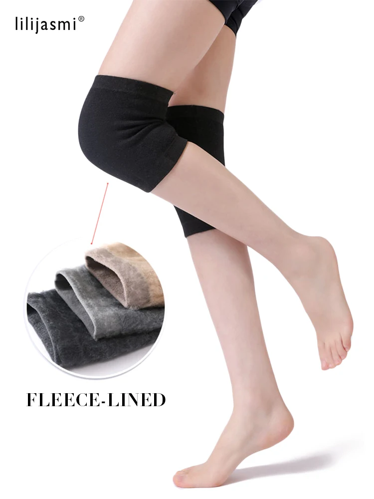 Wool Thick Knee Sleeve Fleece Linned Solid Winter Coldproof Warm Knees ...