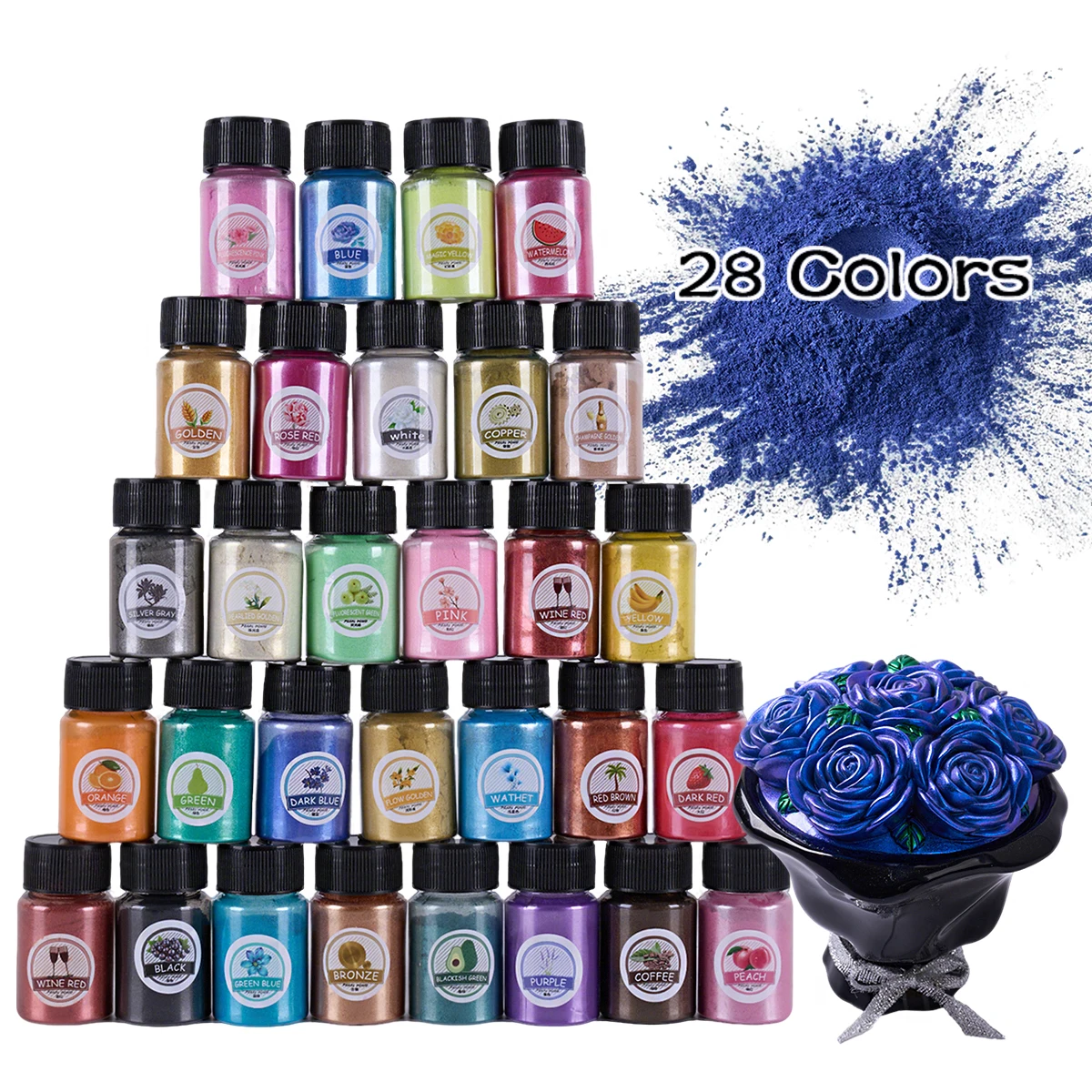 Mica Powder 28 Colors 10g Mirror Natural Mica Pearl Powder Dye Epoxy ...