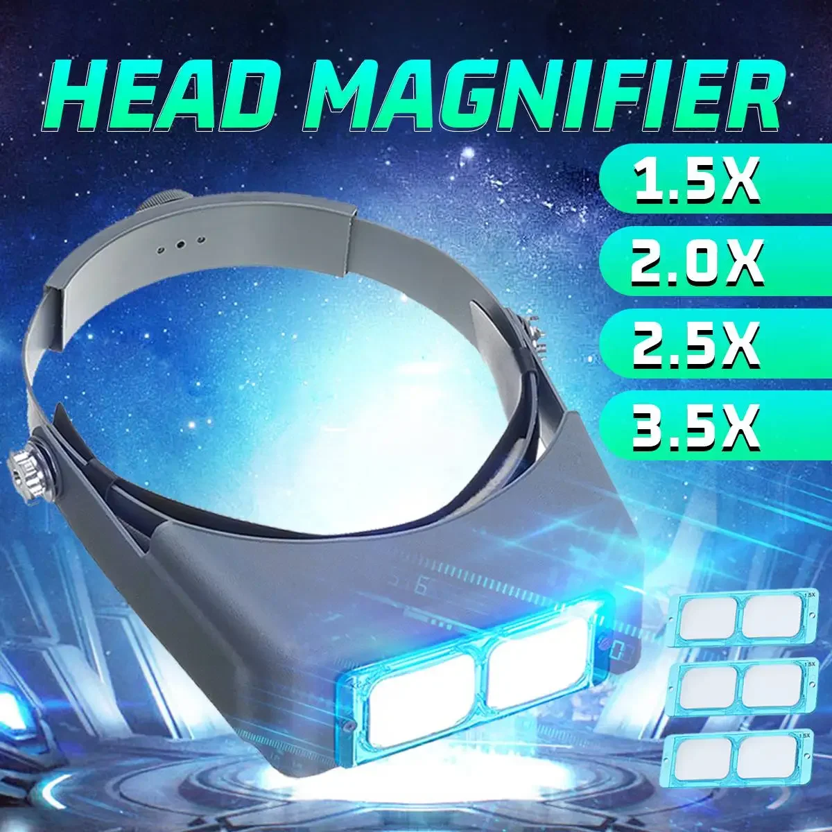 Head-Wearing-Magnifier-Optivisor-Lens-Glasses-Magnifying-Visor-Headband ...