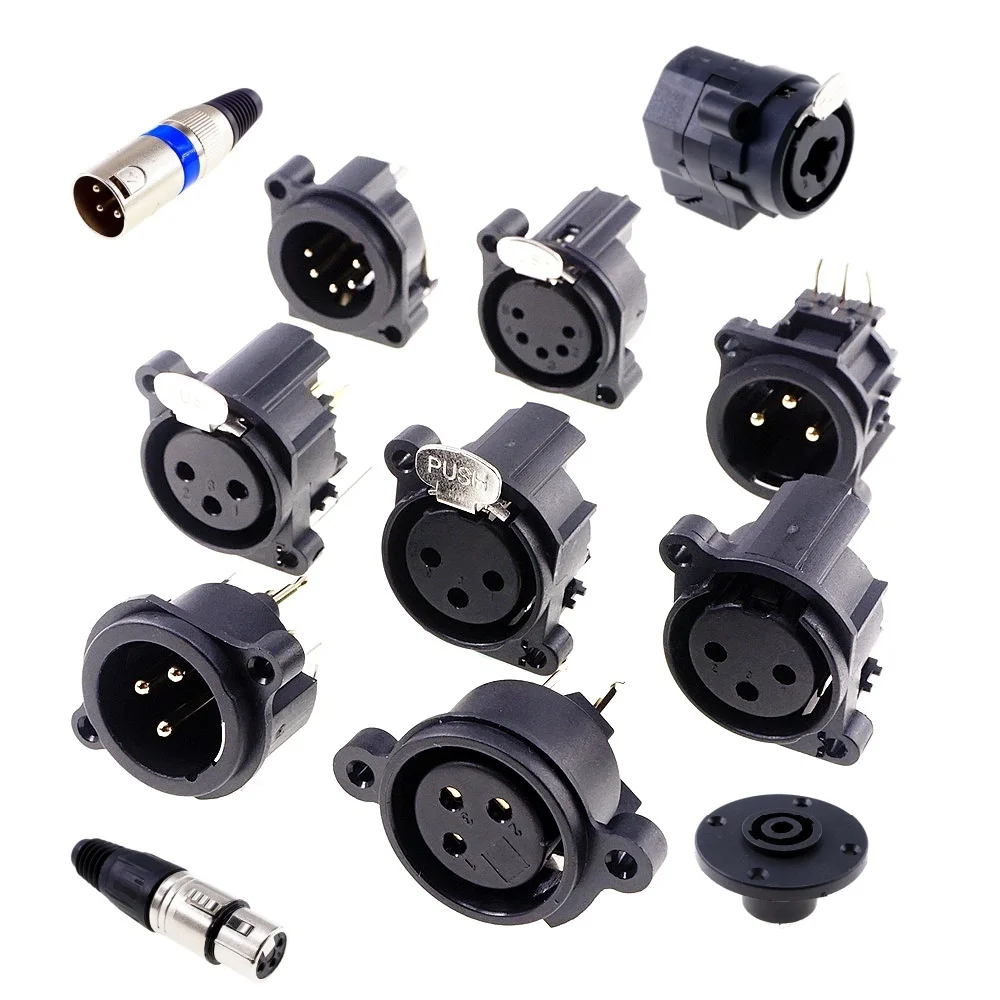 10pcs XLR Socket 3 5 Pin Female Male Receptacle Latch Lock Plug ...