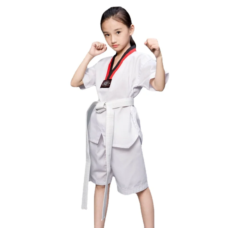 New-White-Taekwondo-Uniforms-WTF-Karate-Judo-Dobok-Clothes-Children ...