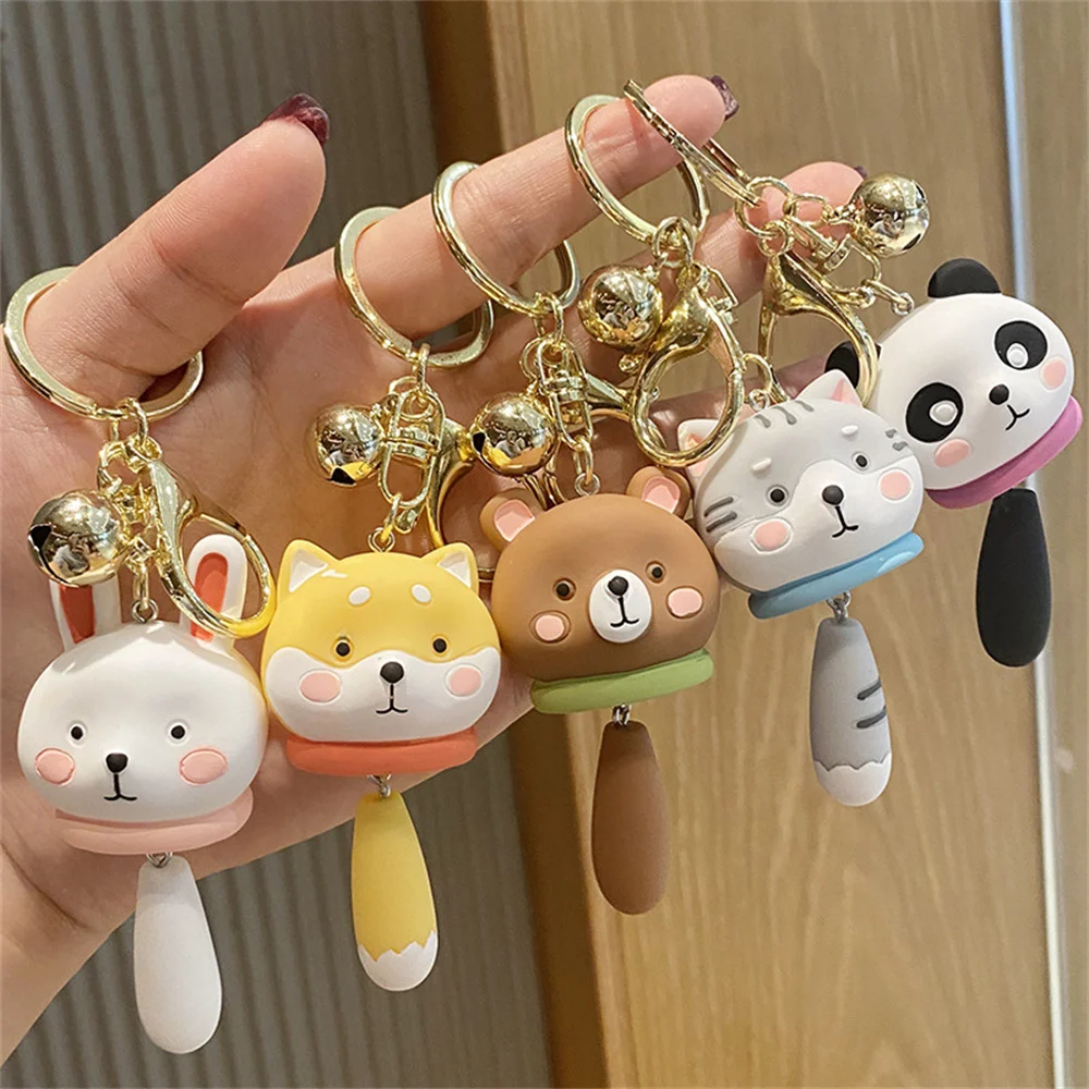 Cute Animal Keychain With Bell Funny Wagging Tail Keyring for Women Men ...