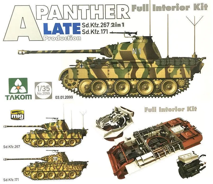 TAKOM 1/35 2099 Pantera Ausf.A (SdKfz.171) producción tardía [Kit ...
