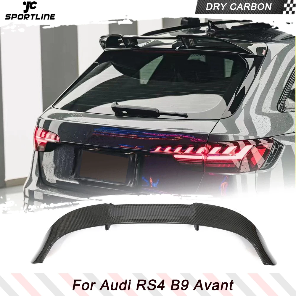 Real-Carbon-Fiber-Car-Rear-Trunk-Spoiler-Roof-Wing-for-Audi-RS4-B9 ...