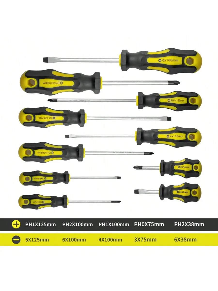 10 magnetic screwdrivers/set, 5 Phillips and 5 slotted professional ...