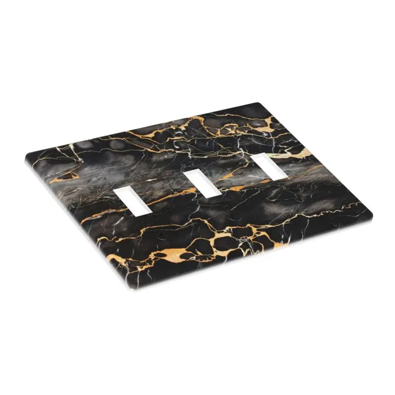 Custom Black Gold Marble Triple Switch Panel | Gifts Flash