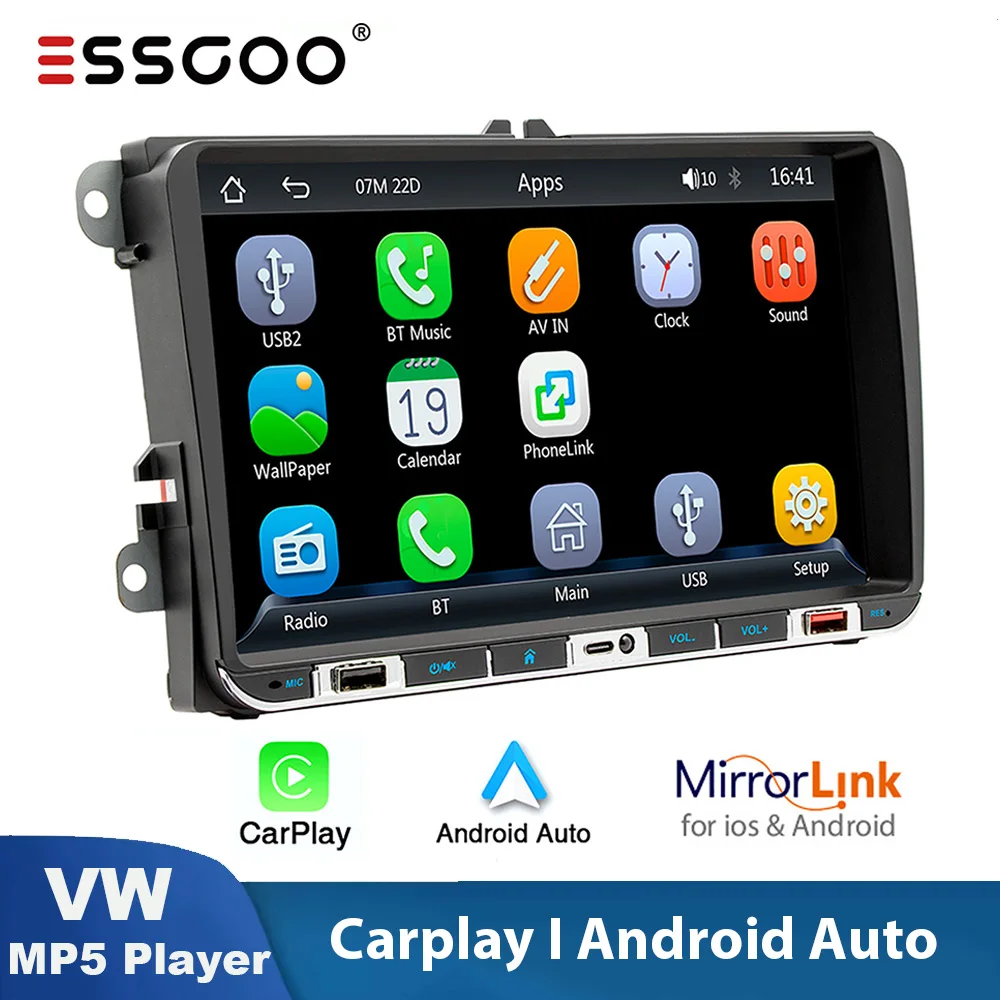 Essgoo Car Multimedia Central Radio 2 Din 7"/9" Car Autostereo Mp5 Player Android Auto Apple ...