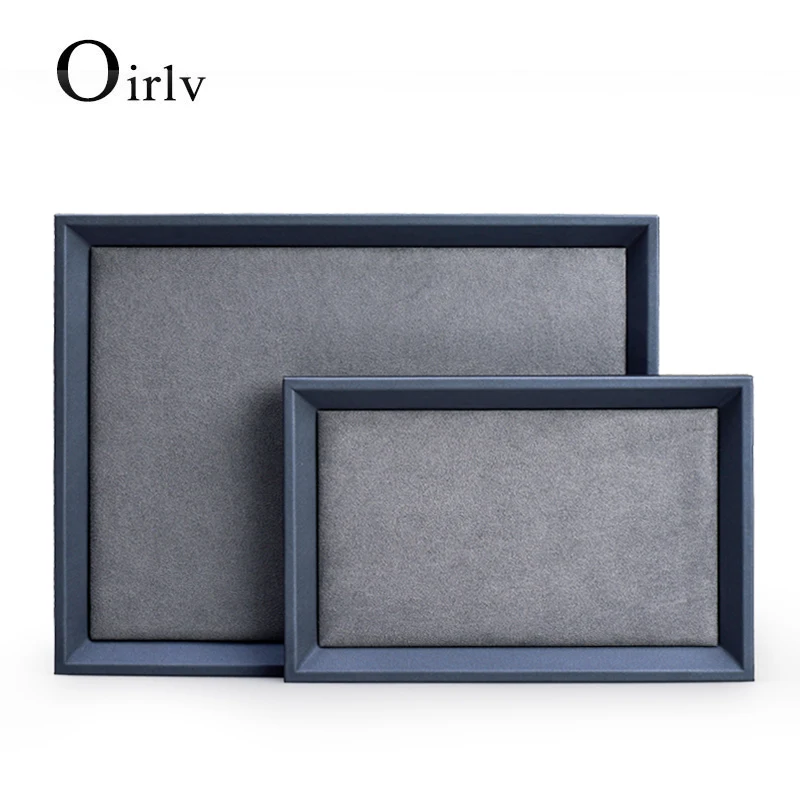 Oirlv azul escuro couro do plutônio bandeja de exibição jóias com ...