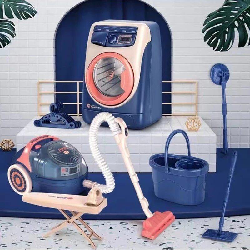 Children Pretend Play Washing Machine Coffee Vacuum Cleaner Toy Toaster ...