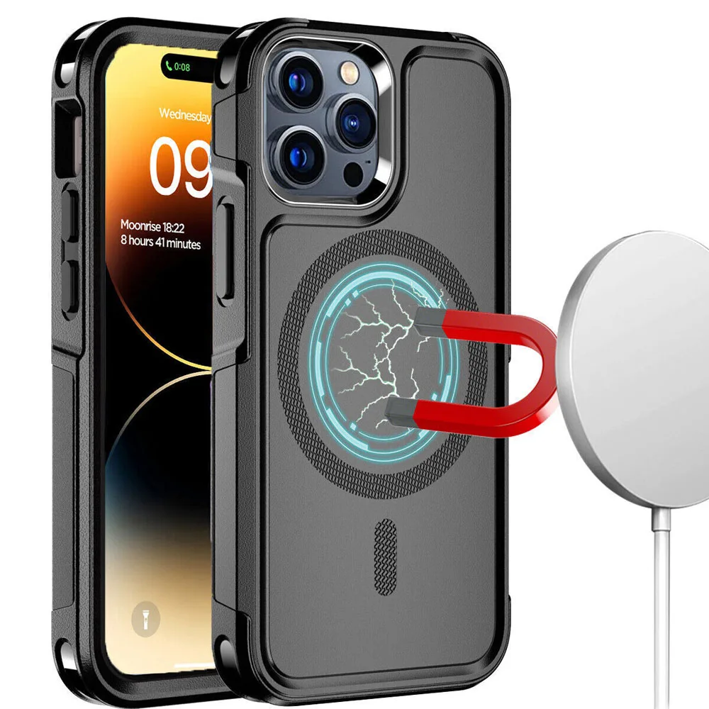MagSafe Phone Case For iPhone 13 12 Pro Mini Max 14 Plus Shockproof ...