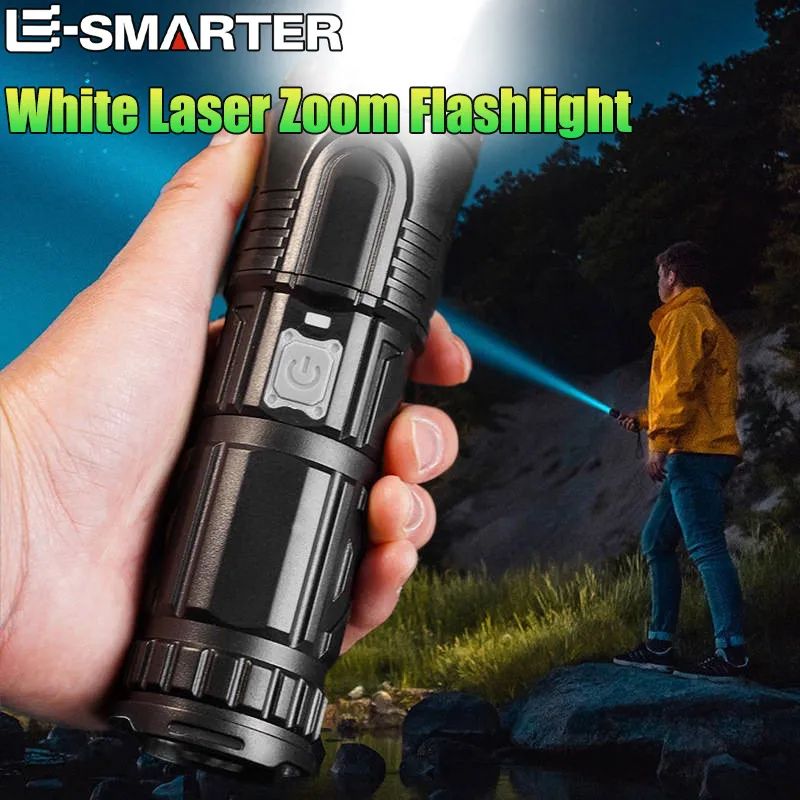 Powerful White Laser Flashlights Telescopic Zoom Tactical Spotlights ...