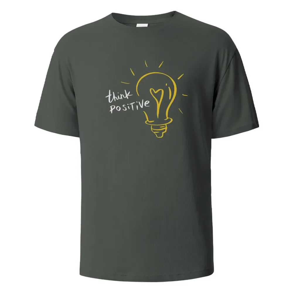 Think-Positive-Print-T-Shirt-Summer-Tees-For-Men-Women-100-Cotton-O ...