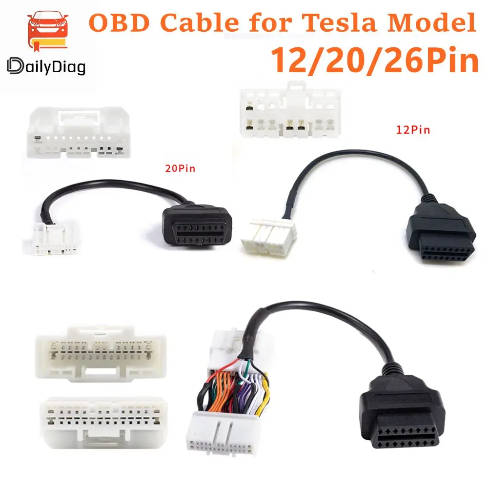 Car-Extension-Cable-for-Tesla-Model-S-X-Y-OBD2-Connector-12-20-26Pin ...