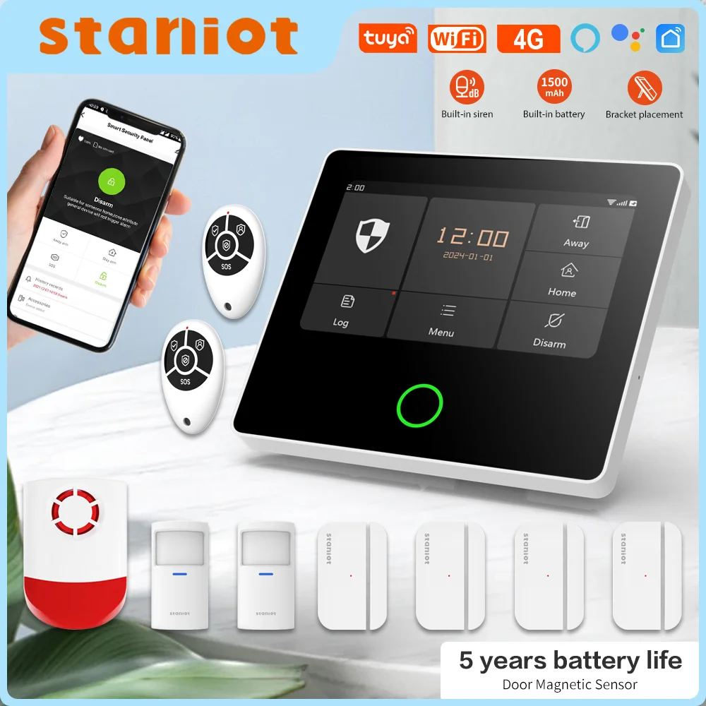 Staniot-WiFi-4G-Wireless-Security-Alarm-System-Built-in-Louder-Siren ...