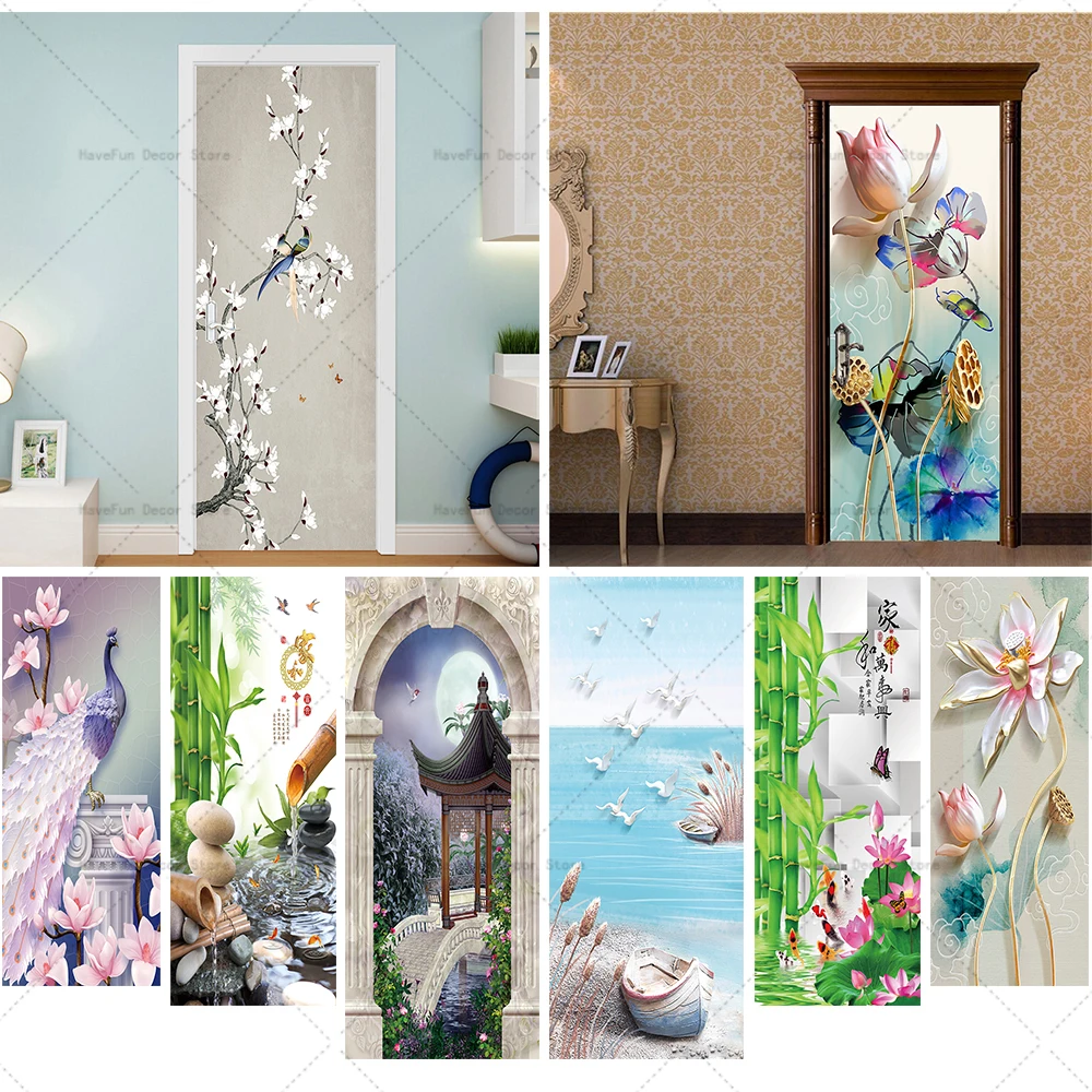 3D-Pvc-Door-Stickers-Waterproof-Soft-Material-Bedroom-Bathroom-Living ...