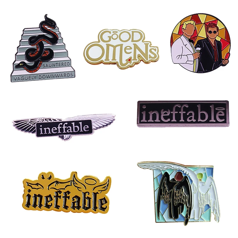 Good-Omens-Angel-Demon-Badge-Crowley-Snake-Pin-Ineffable-Wings-Brooch ...