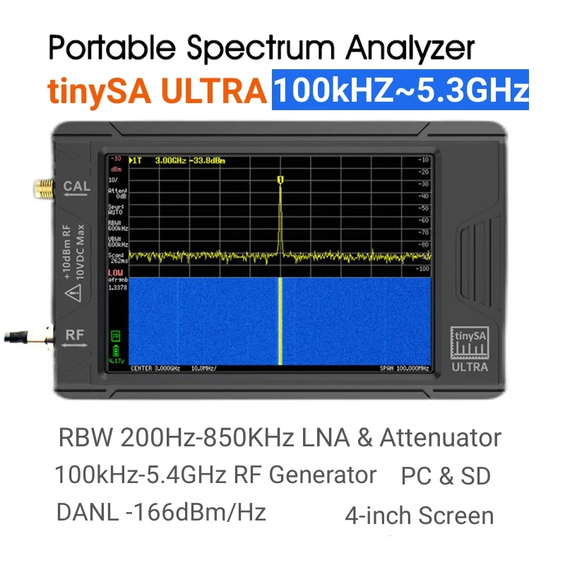 Original-TinySA-ULTRA-Spectrum-Analyzer-100k-5-3GHz-4-Inch-Touch-Screen ...