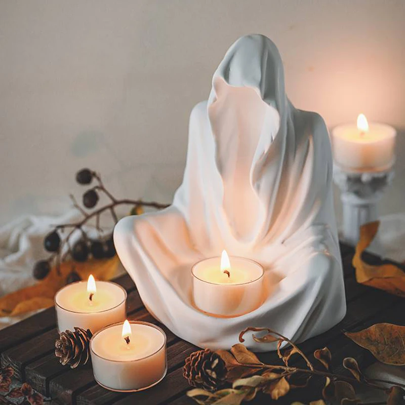 Ghost Wizard Scented Candle Decoration Candle Holder Handmade Plaster ...