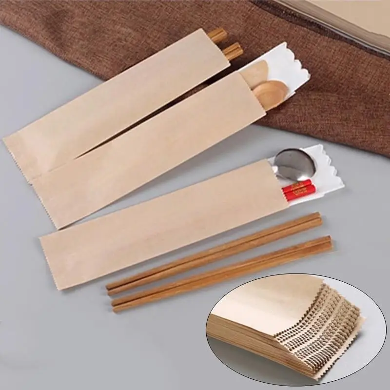 Kraft paper chopsticks set disposable chopsticks set paper bag knife ...