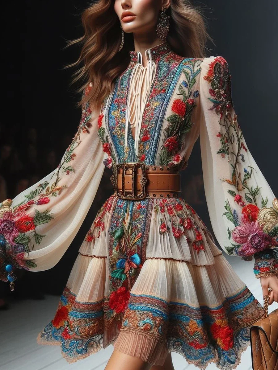 Mini-robe-lacets-pour-femme-style-ethnique-boh-me-d-contract-col-rond ...