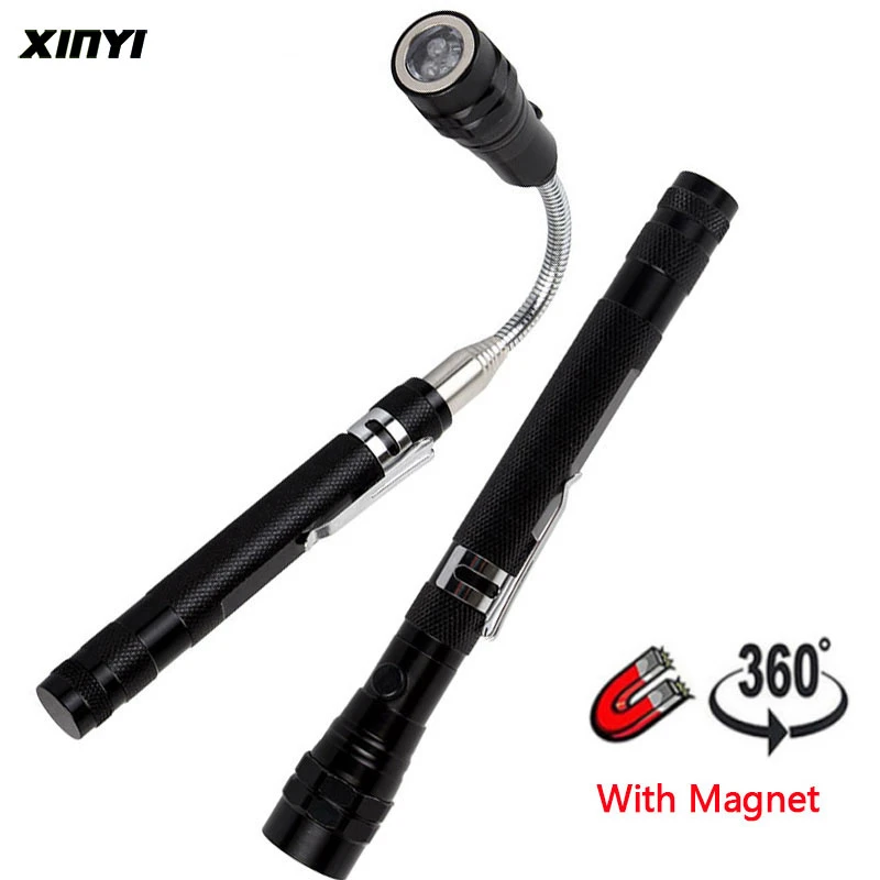 360 Degree Flexible Led Flashlight Magnetized Head Telescopic 3 Led ...