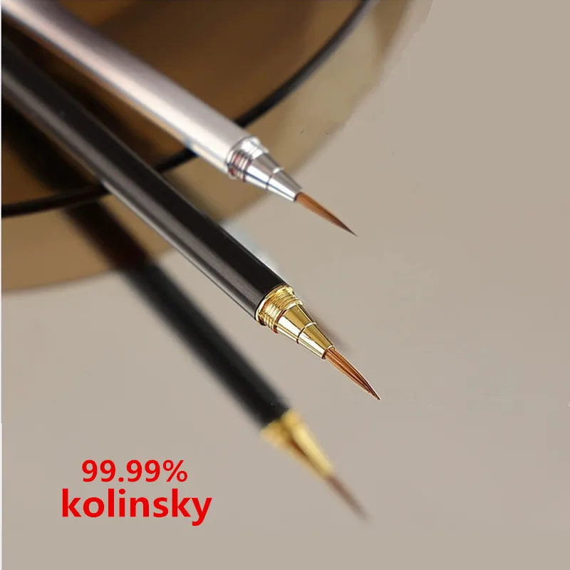 1PCS-Metal-Handle-Nail-Brush-Kolinsky-Mink-Hair-Manicure-Brushes-UV-Gel ...