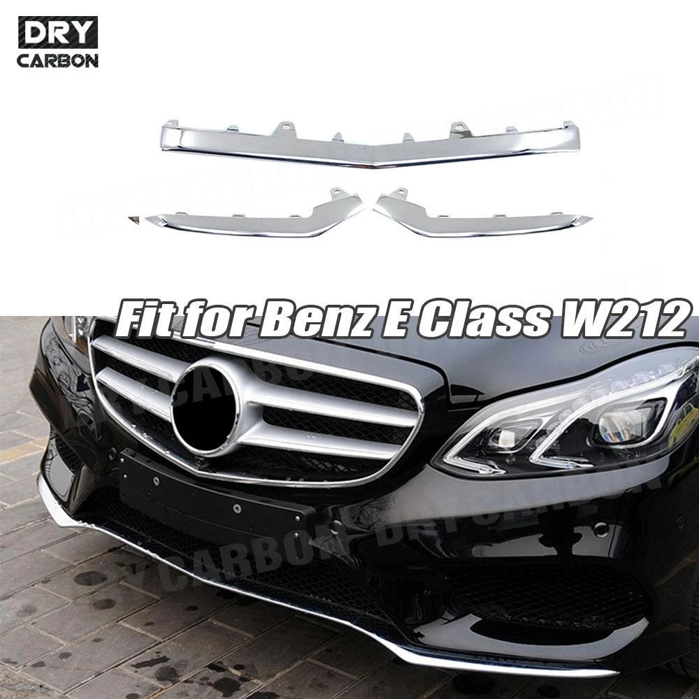 Carbon Fiber / Abs Front Bumper Chrome Grille Trim For Benz E Class W212 E200 E220 E250 E300 ...