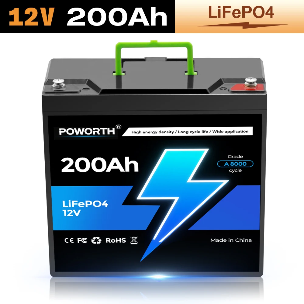 🔥Upgrade 12V 220Ah LiFePO4 Battery,Built-in 220A BMS,8000+Cycles ...
