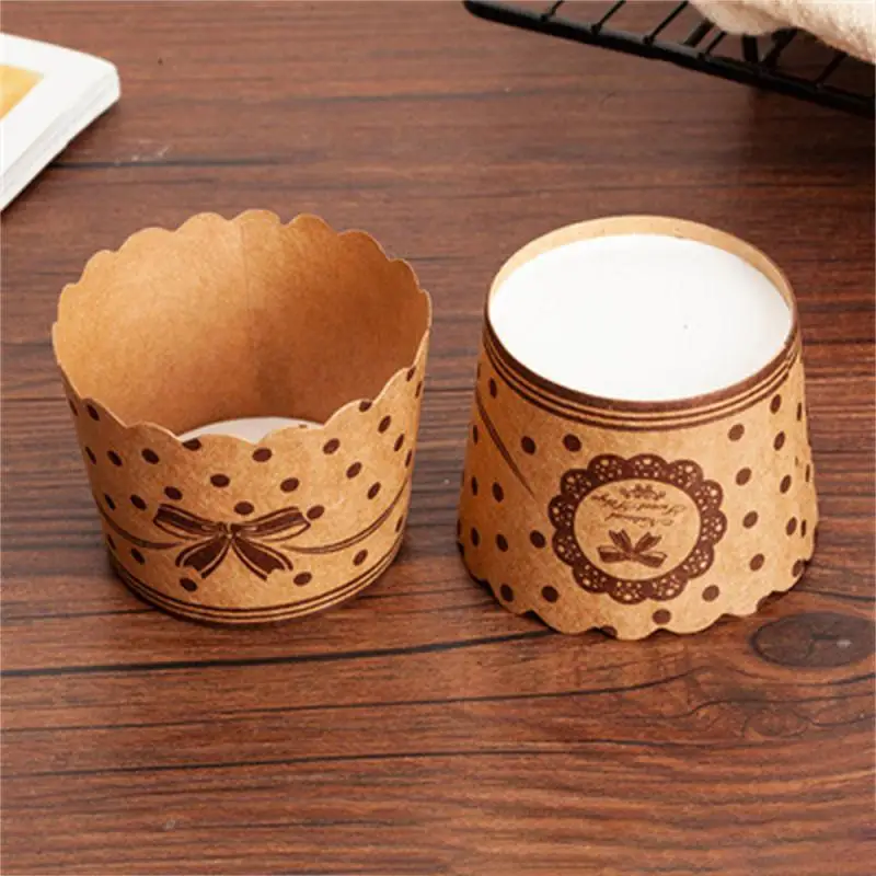 50Pcs Medium Muffin Coaster Paper Cups Kraft Paper Packaging Box High ...