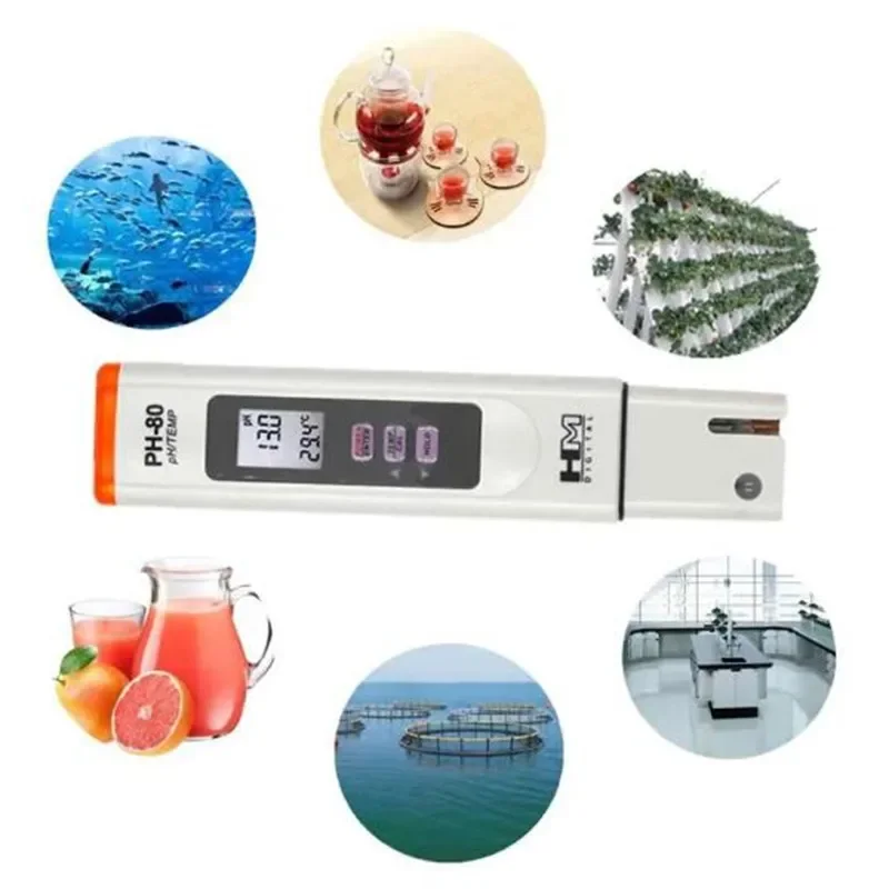Digital PH-80 Waterproof PH Temperature Meter Hydro With Automatic ...