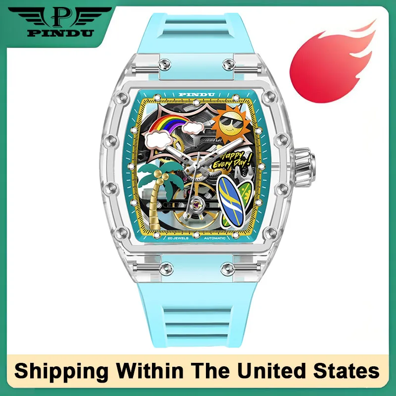 PINDU Fashion Men Watches Silicone Strap Waterproof Luminous Creative ...