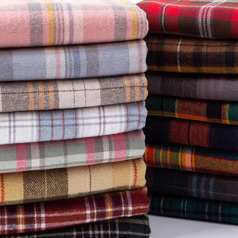 Soft-Cotton-Plaid-Checker-Fabric-Brushed-Flannel-Grid-Cloth-Fabrics-By ...