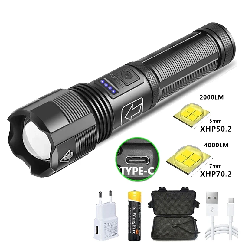 Portable 4 Core Led Flashlight Aluminum Alloy XHP70.2 XHP50.2 Usb ...