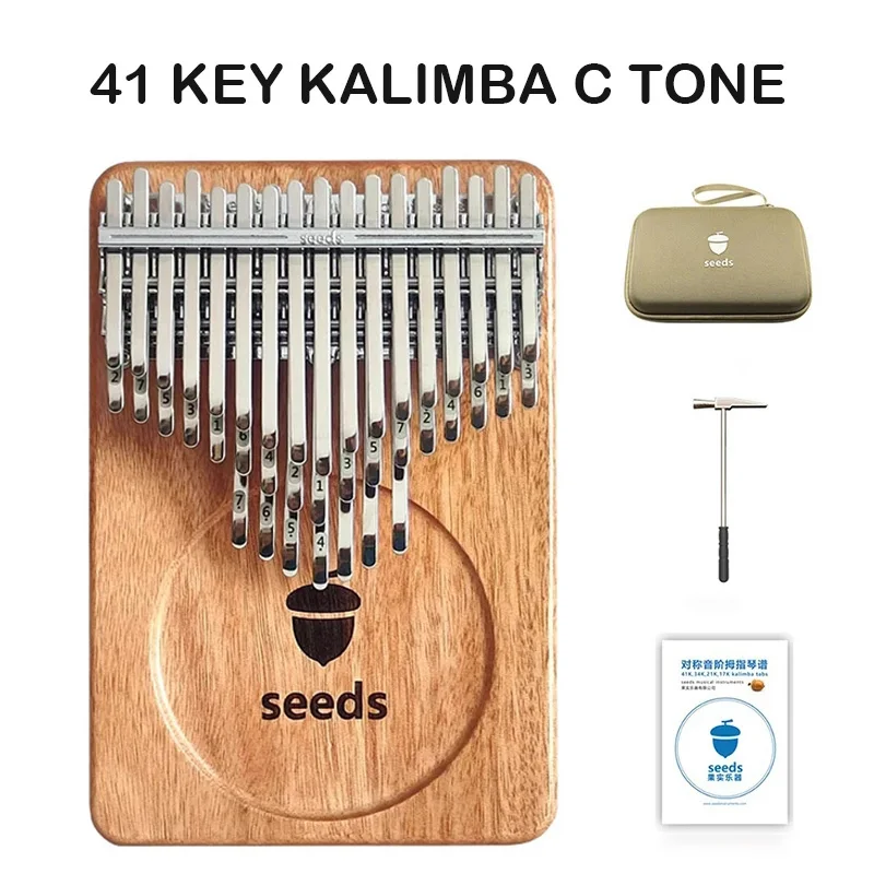 Professional-Kalimba-41-Keys-Thumb-Piano-Full-Veneer-Solid-Wood-Okoume ...