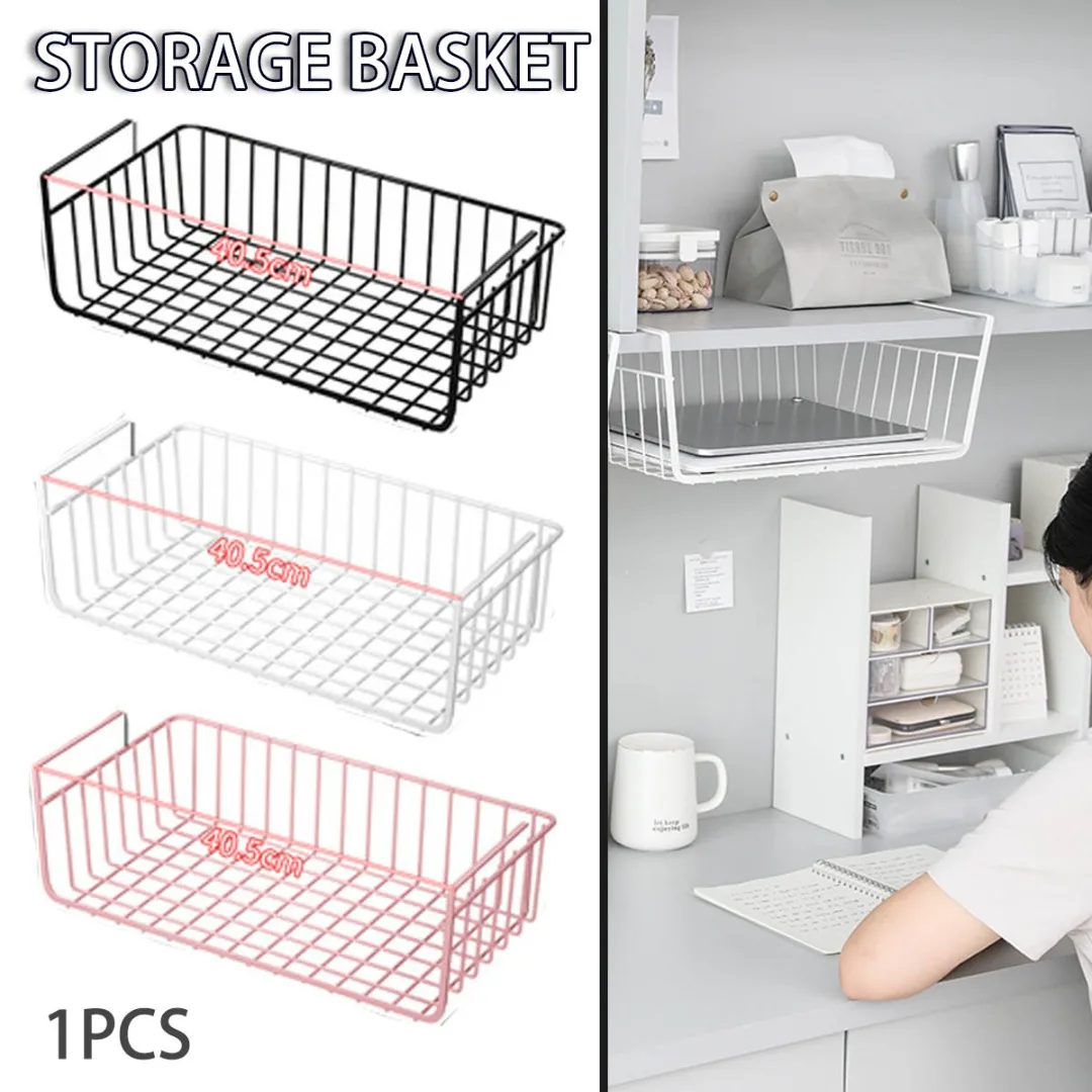 Home Kitchen Hanging Mesh Basket Hanging Under Shelf Storage Iron ...