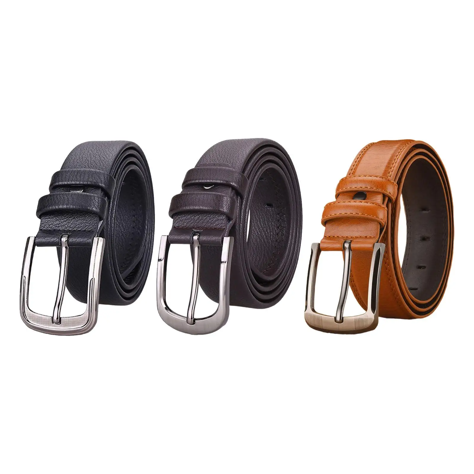 Men-Belt-120cm-Long-Metal-Pin-Buckle-Adjustable-PU-Leather-Belt ...