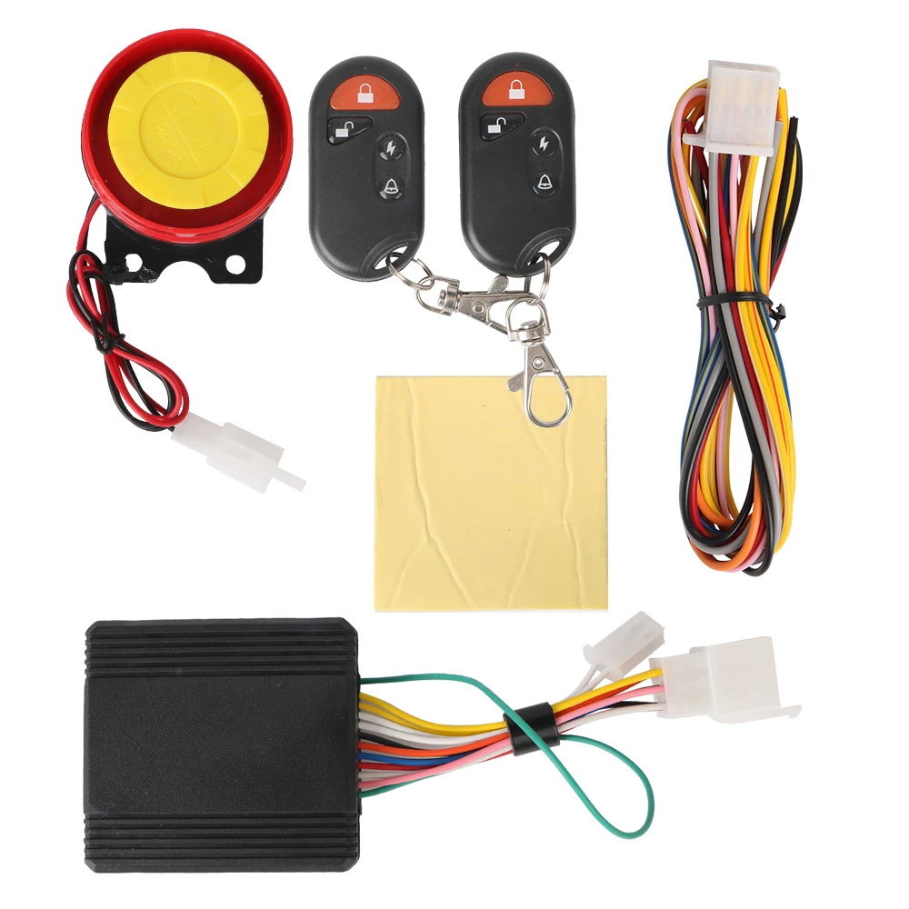 12V-Motorcycle-Security-Alarm-System-125db-Speaker-Remote-Control-Set ...