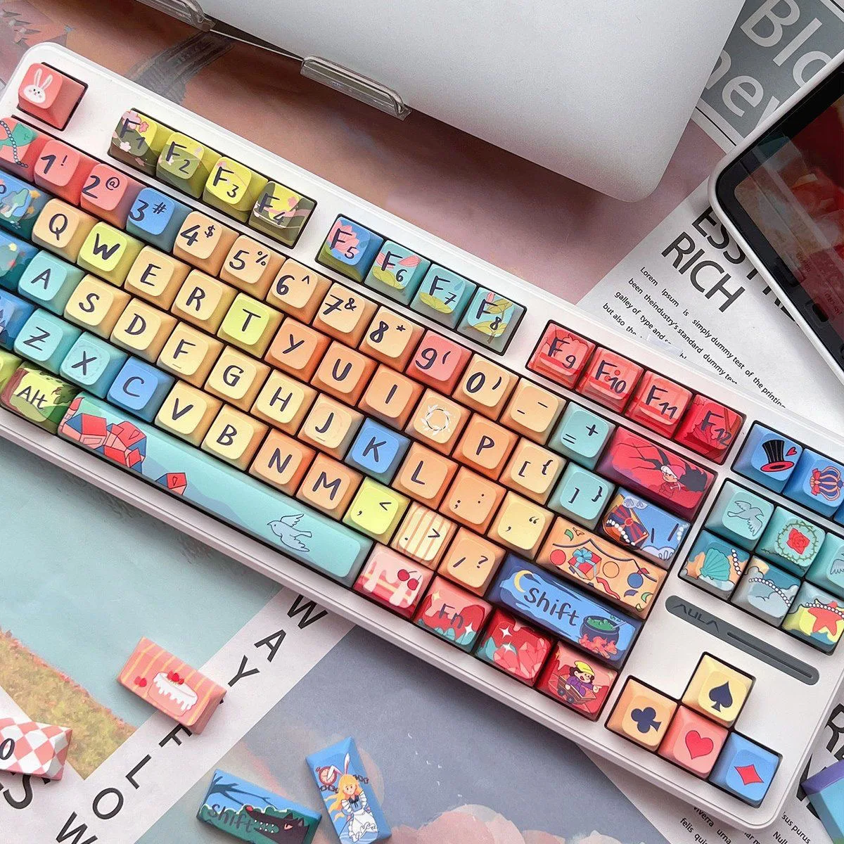 143-Keys-Colorful-Fairy-Tale-Keycaps-Cute-Personalized-Sublimation-PBT ...