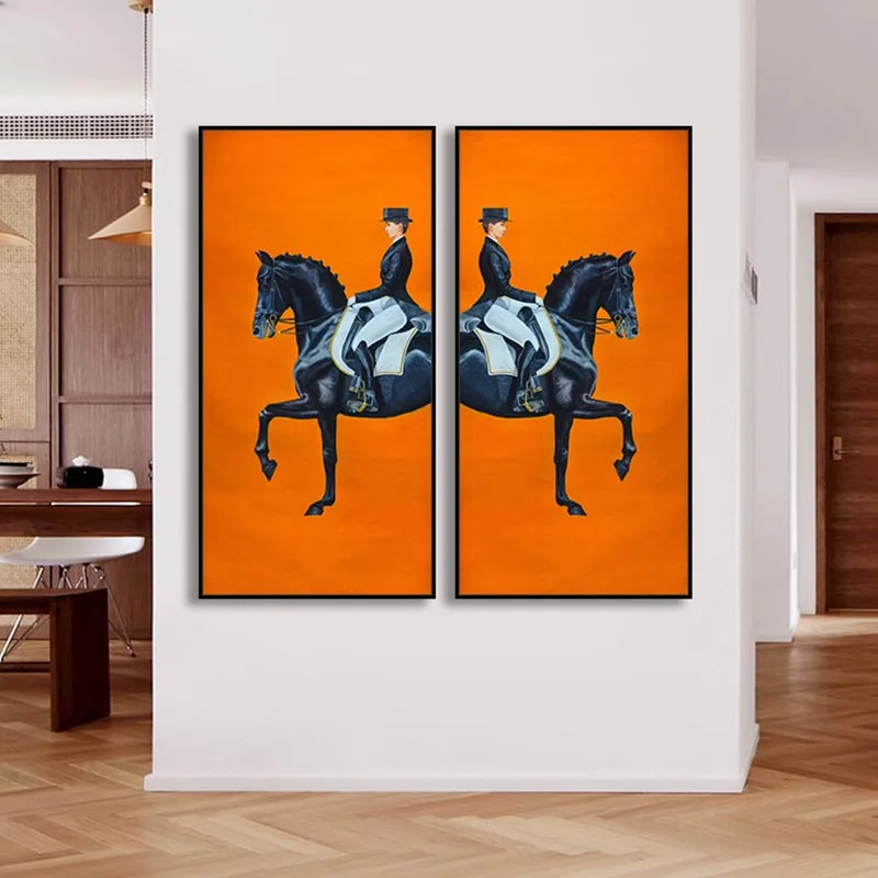 Modern-Orange-Horse-Racing-Canvas-Print-Painting-Poster-Wall-Art ...