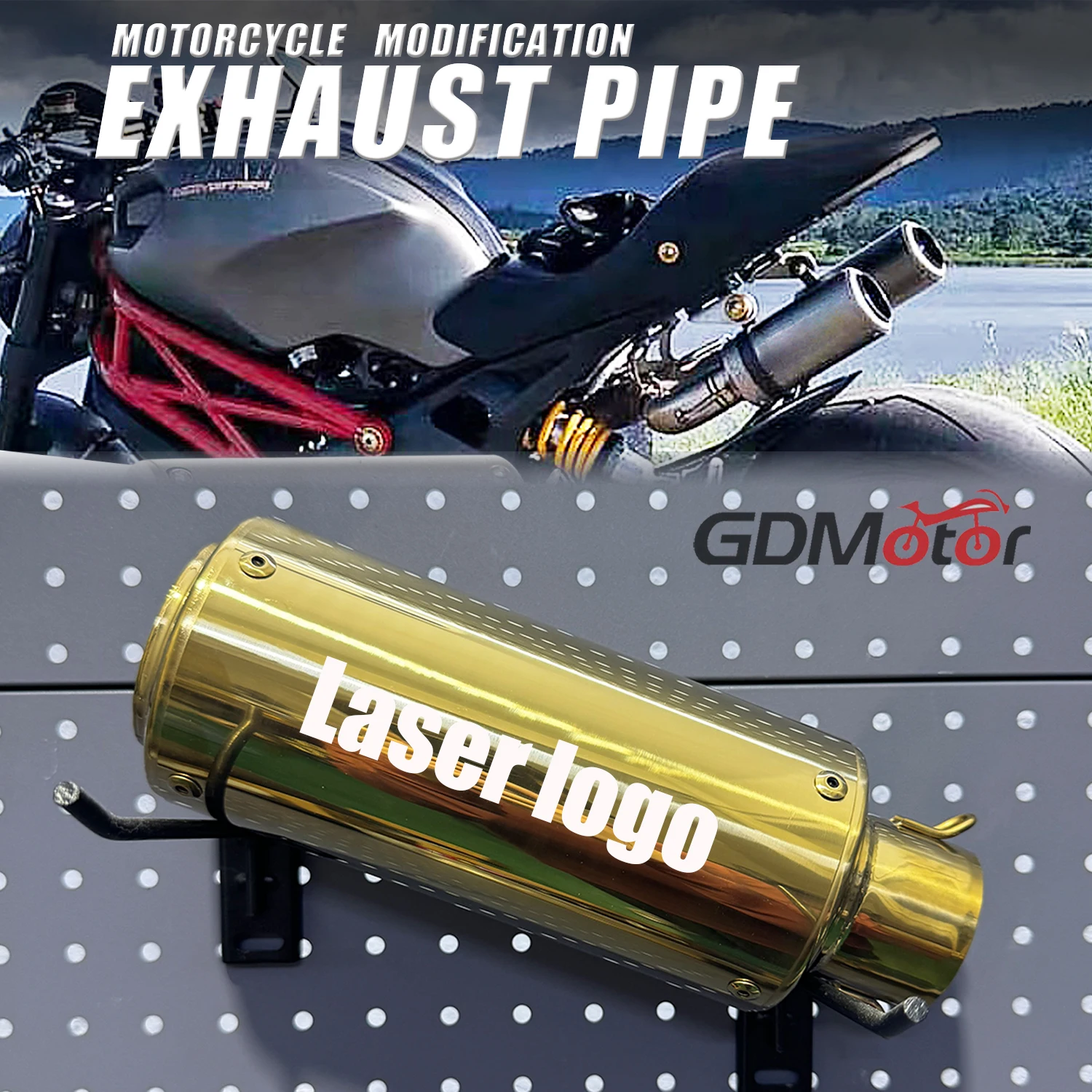 Golden Color 51Mm Universal Motorcycle System Exhaust Pipe Muffler ...