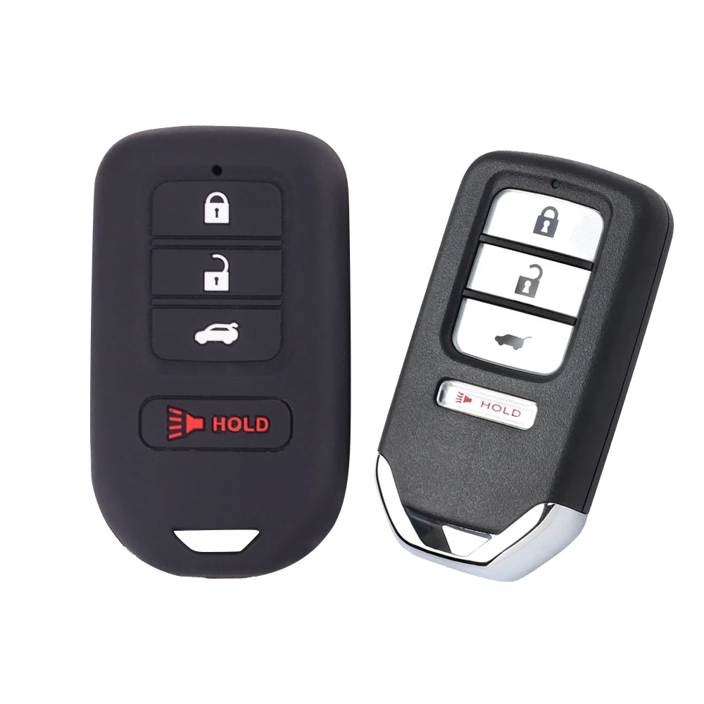 1-PC-Black-4-Button-Silicone-Car-Key-Case-Cover-for-Honda-Accord-EX-EXL ...