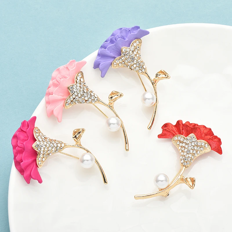 Wuli&baby 4-color Soft-enamel Celosia Flower Brooches Beautiful ...