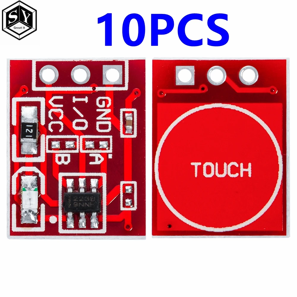 10PCS-NEW-TTP223-Touch-button-Module-Capacitor-type-Single-Channel-Self-Locking-Touch-switch ...